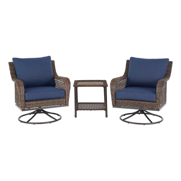Mainstays Tuscany Ridge Oversized 3-Piece Outdoor Chat Set, Blue ...