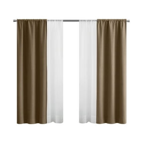 Letta Blackout Curtains with Botanical Pattern Sheer Window Panels, 37 ...
