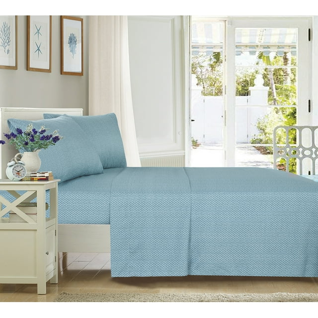 Mainstays 3-Piece Ultra Aqua Dot Global Microfiber Sheet Set, Twin XL ...