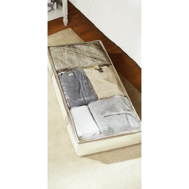 Mainstays Canvas Clear Under the Bed Zippered Closet Storage Organizer ...