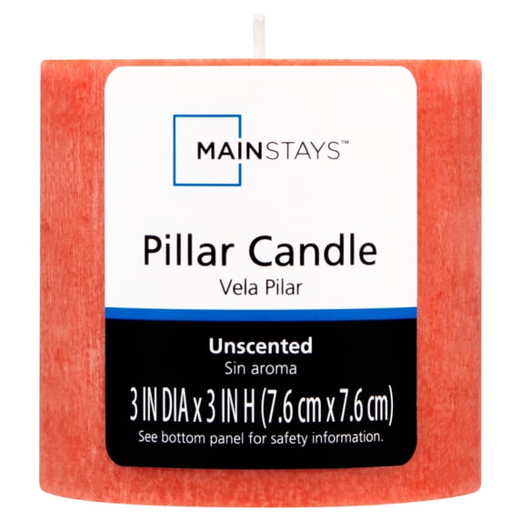Mainstays Unscented Decorative Red Mottled Pillar Candle 3x3in Cotton ...