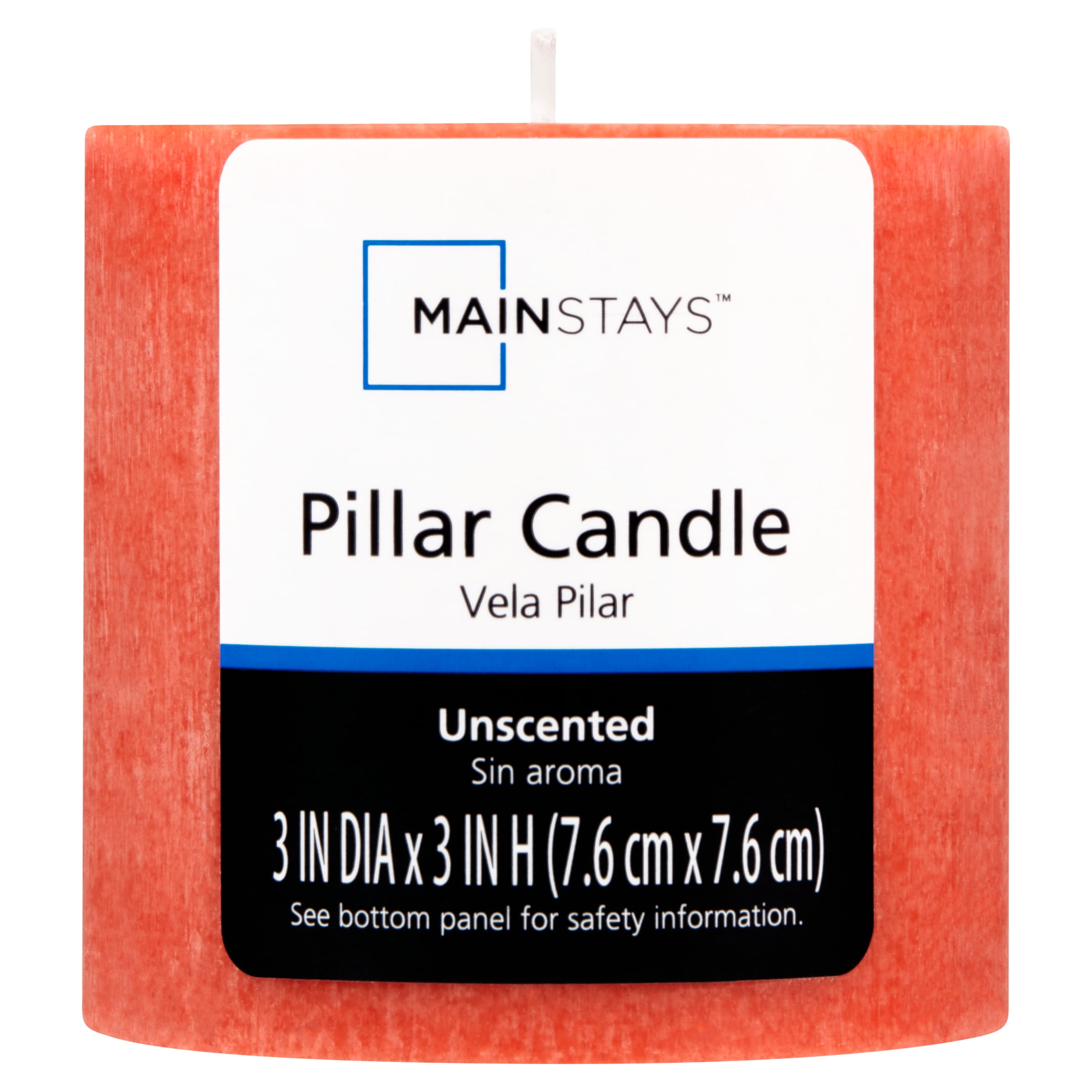 Mainstays Unscented Decorative Red Mottled Pillar Candle 3x3in Cotton ...