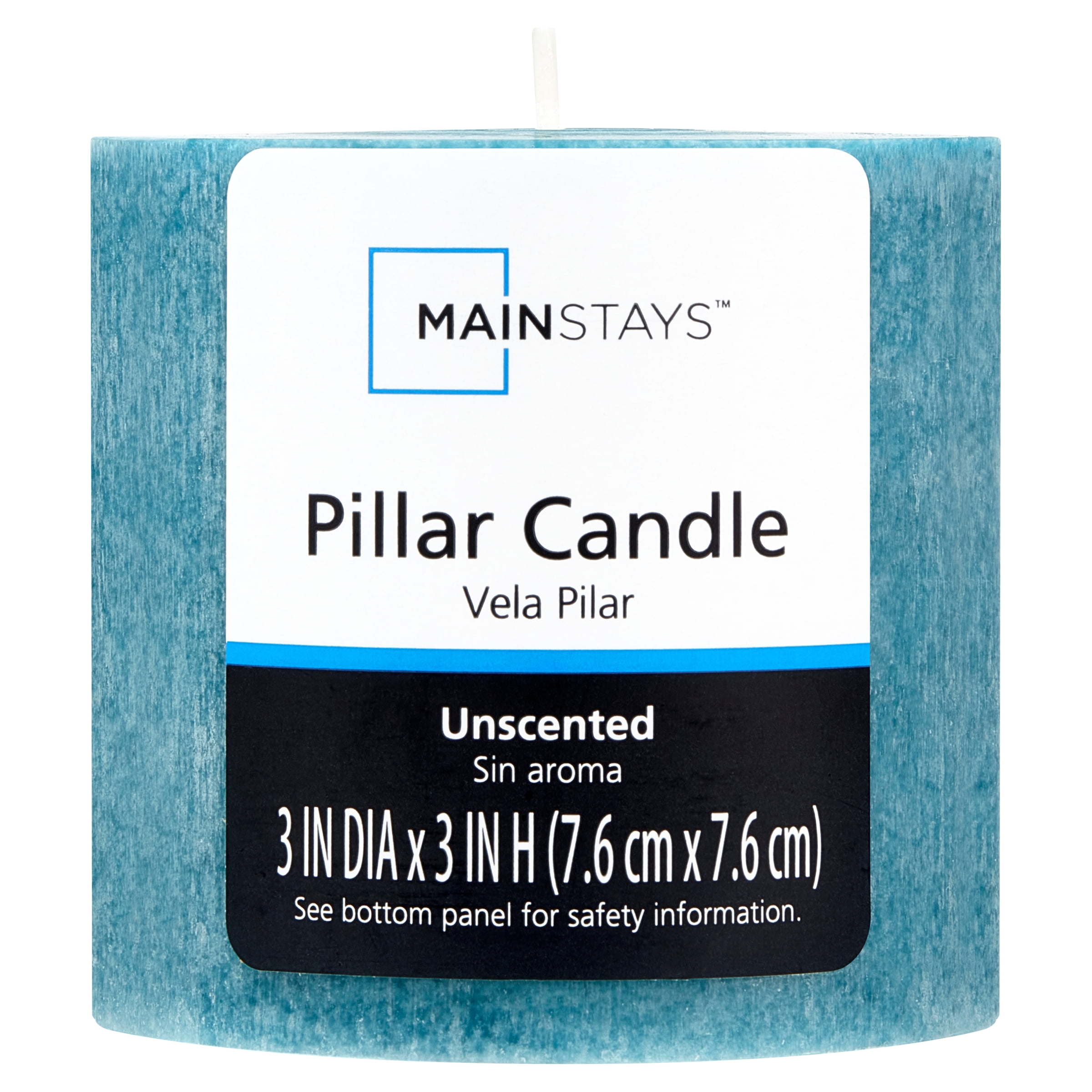 Mainstays Unscented Mottled Pillar Candle 3x3 inch Teal Decorative ...