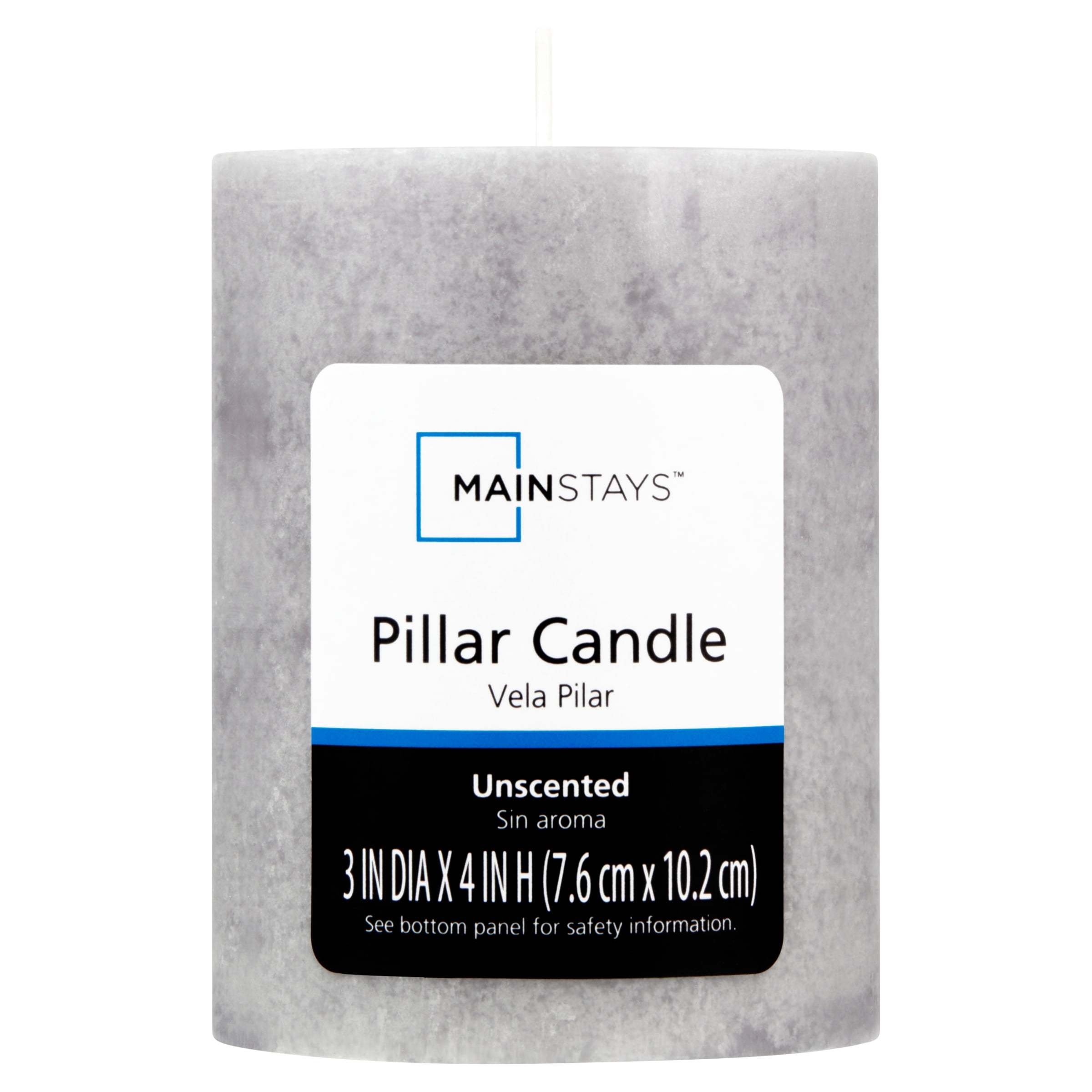 Mainstays Unscented Mottled Pillar Candle 3x4 Inch Gray Decor for Home ...