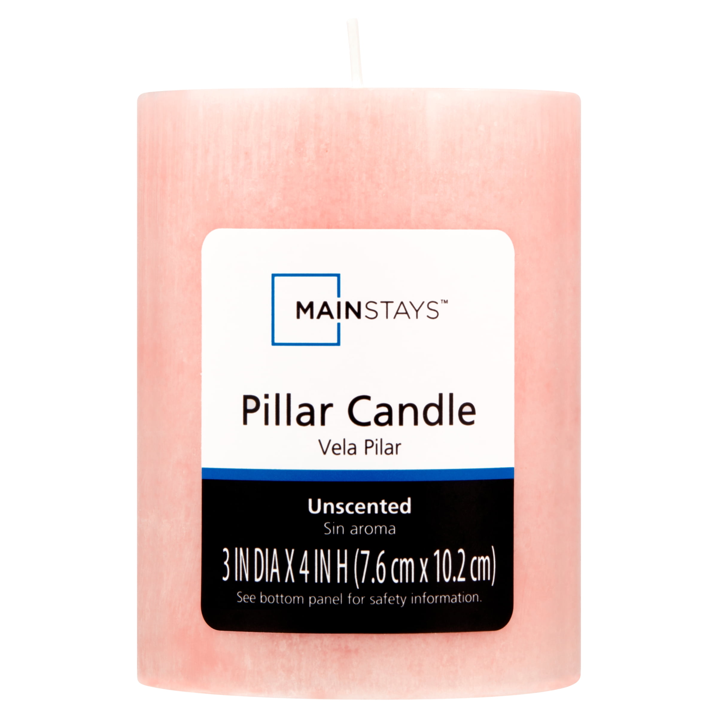 Mainstays Unscented Pink Mottled Pillar Candle 3x4 Inches Decor for ...