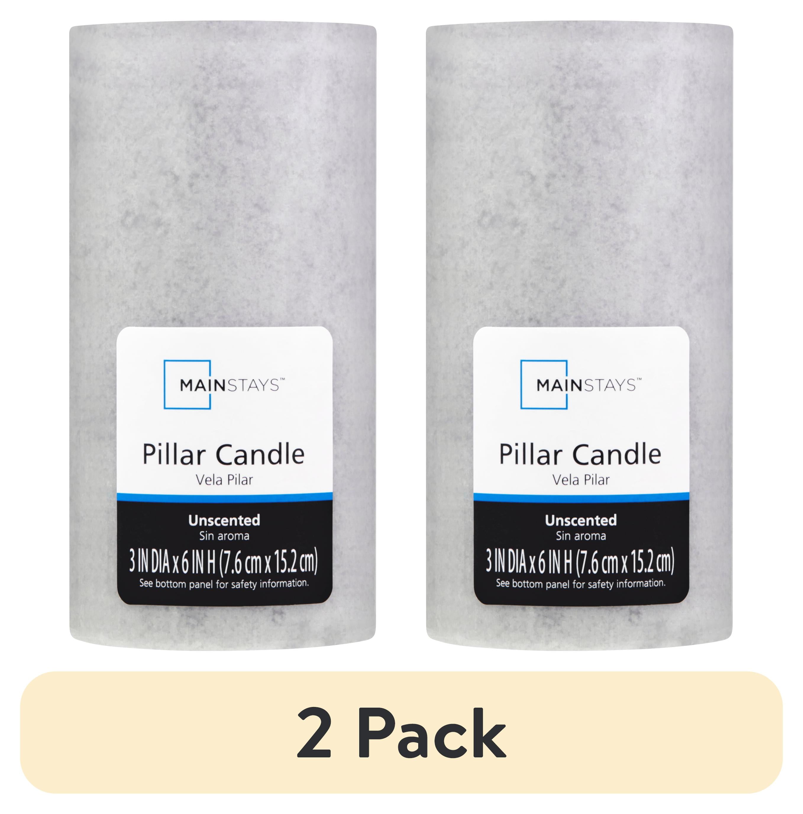 (2 pack) Mainstays Unscented Decorative Mottled Pillar Candles, 3x6inch ...