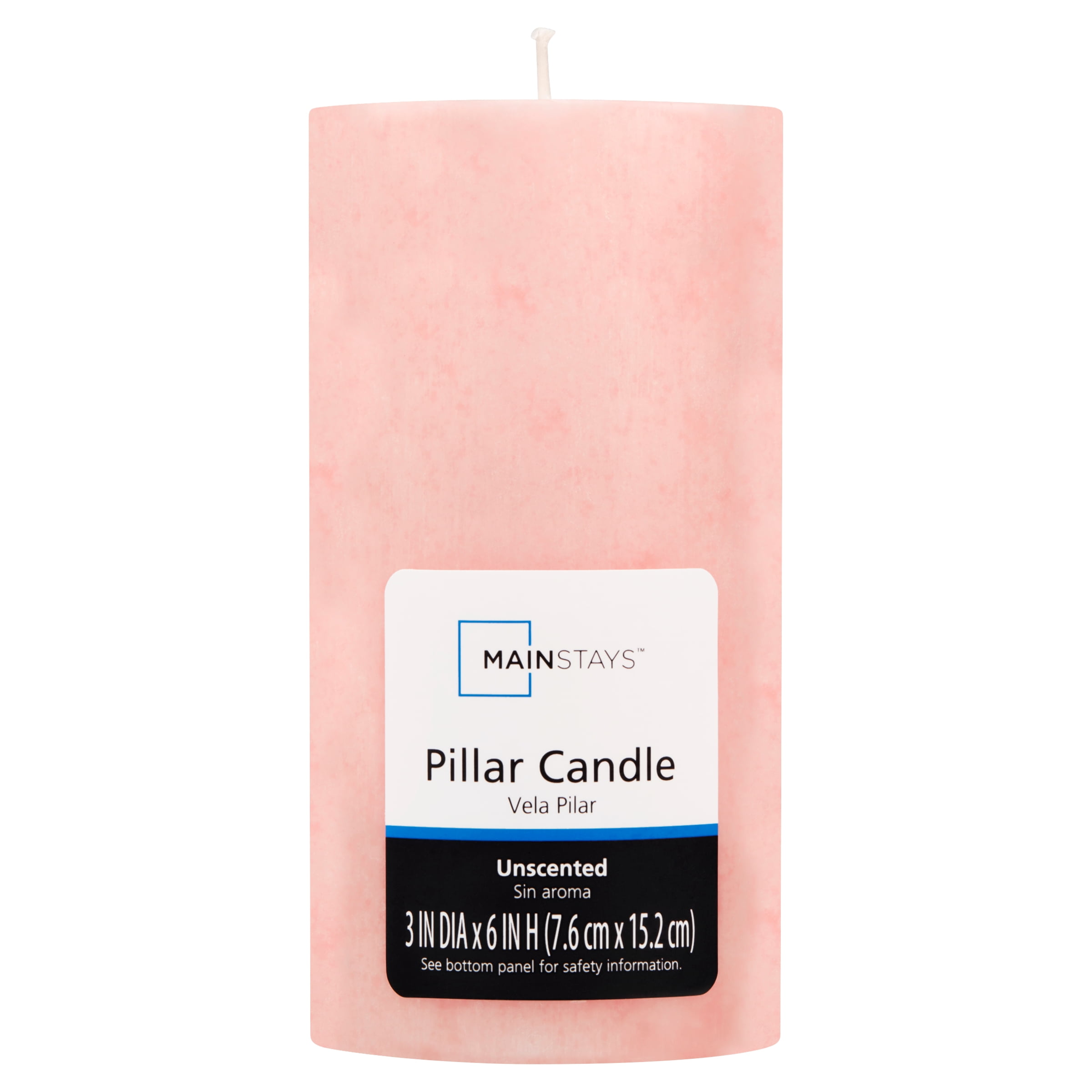 Mainstays Unscented Pink Mottled Pillar Candle 3x6 Inch for Home Decor ...