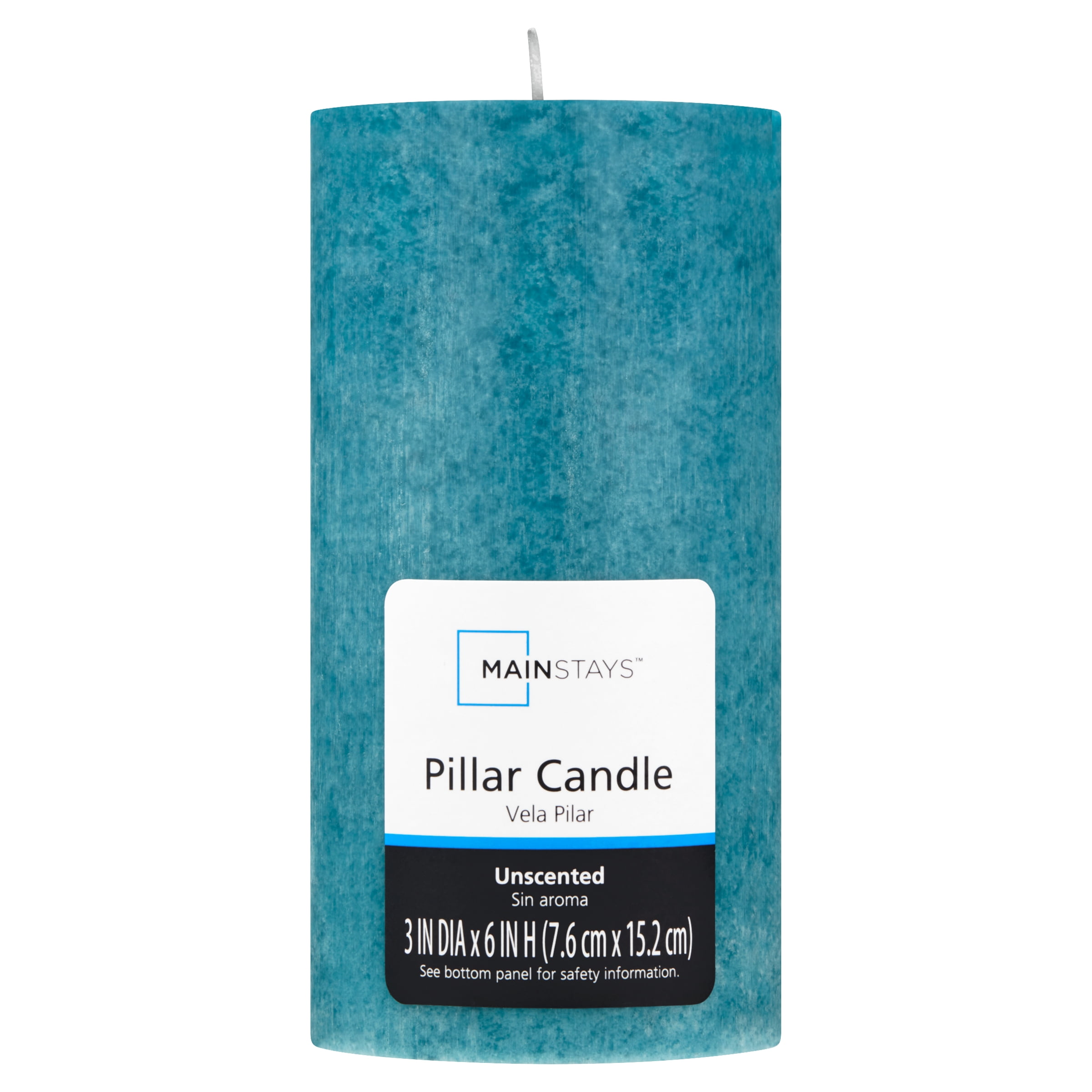 Mainstays Unscented Mottled Pillar Candle Teal 3x6 Inch Decorative ...