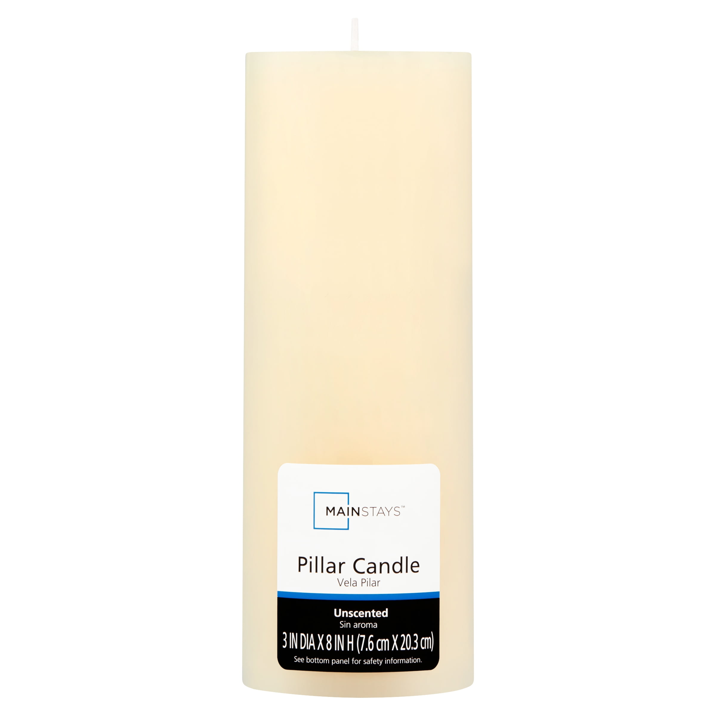 Mainstays Unscented Pillar Candle, 3 x 8 inches, Ivory - Walmart.com