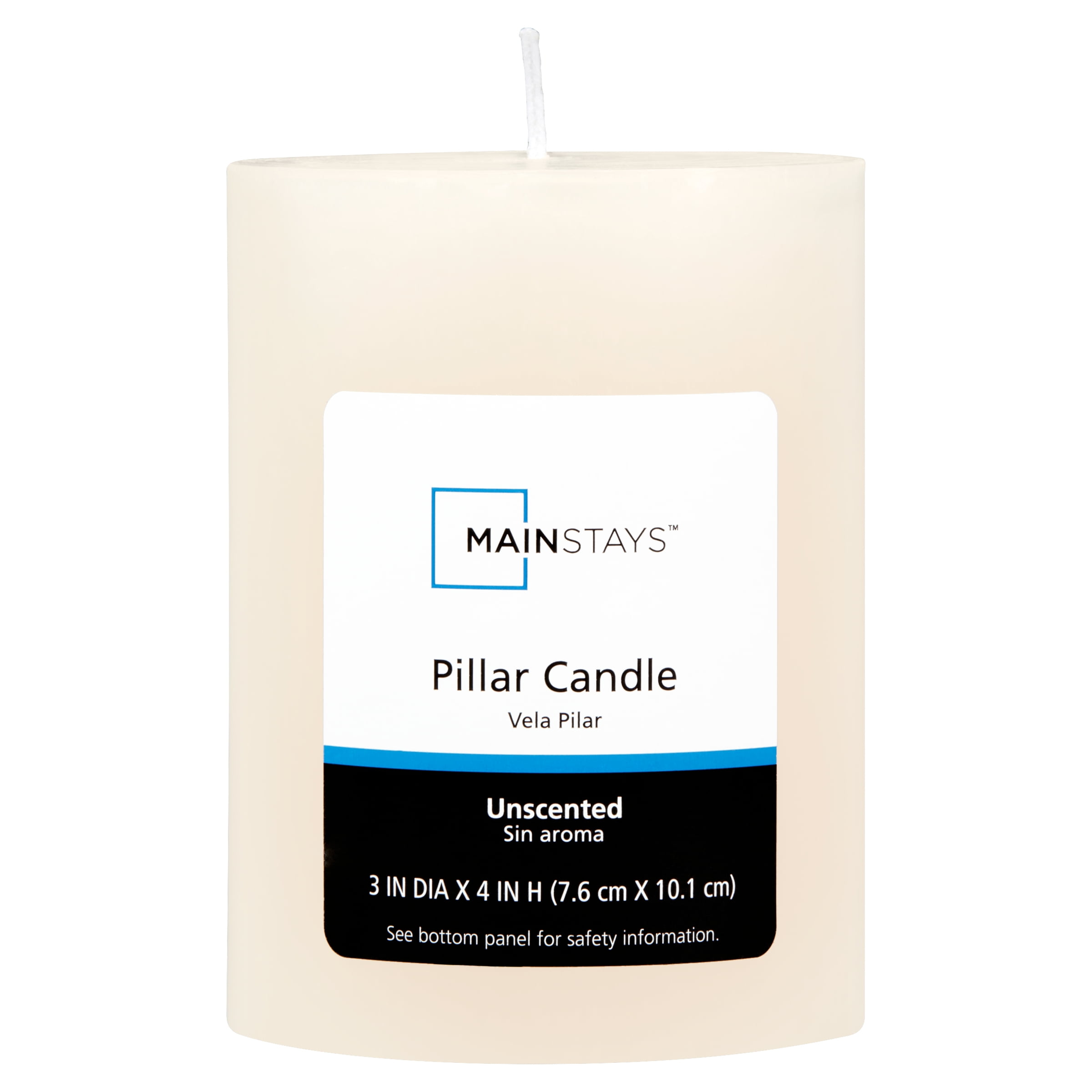 Mainstays Unscented Pillar Candle, 3x4 inches, Ivory for wedding, party ...