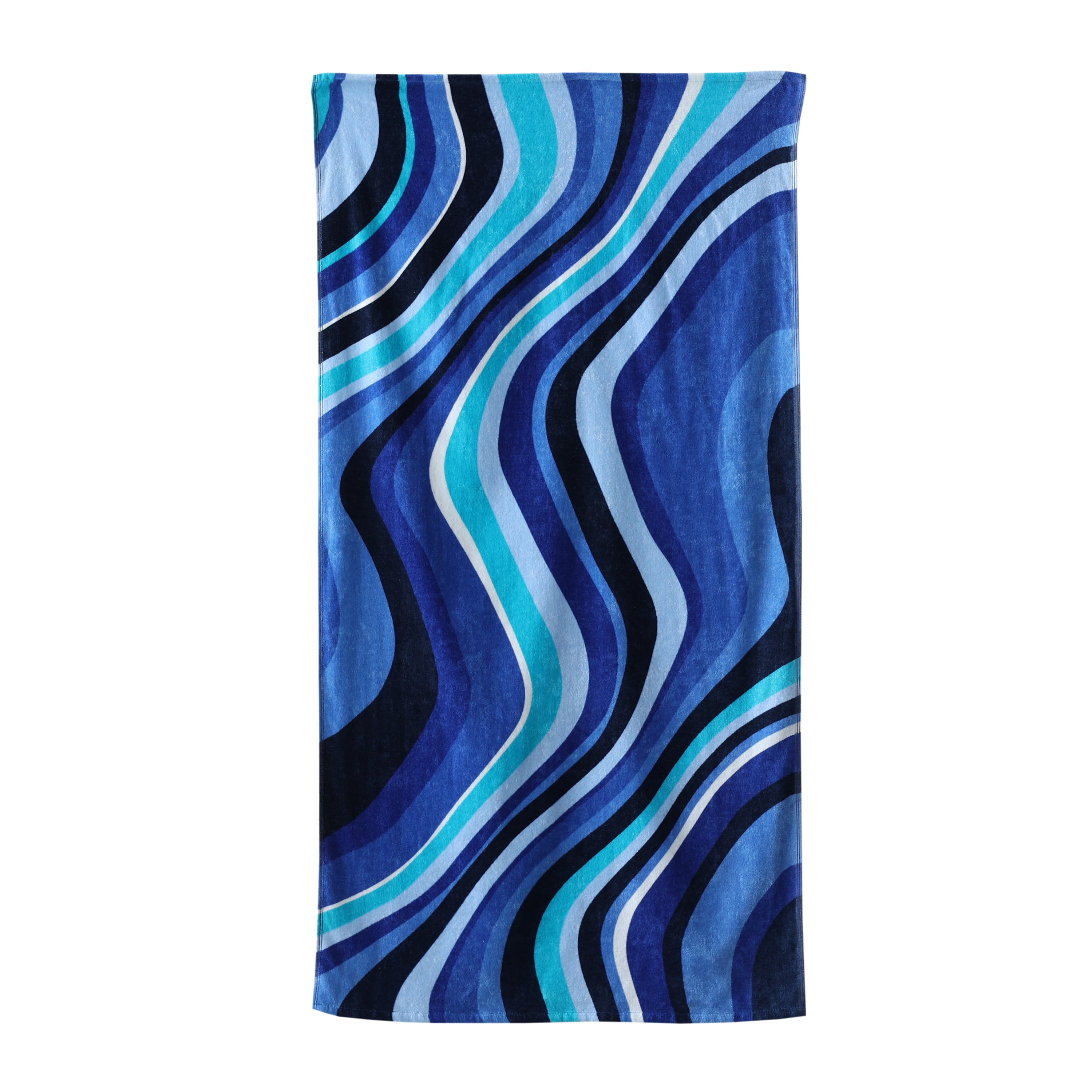 Mainstays Velour Beach Towel, Blue Wavy, Multi-Color , 28x60 - Walmart.com