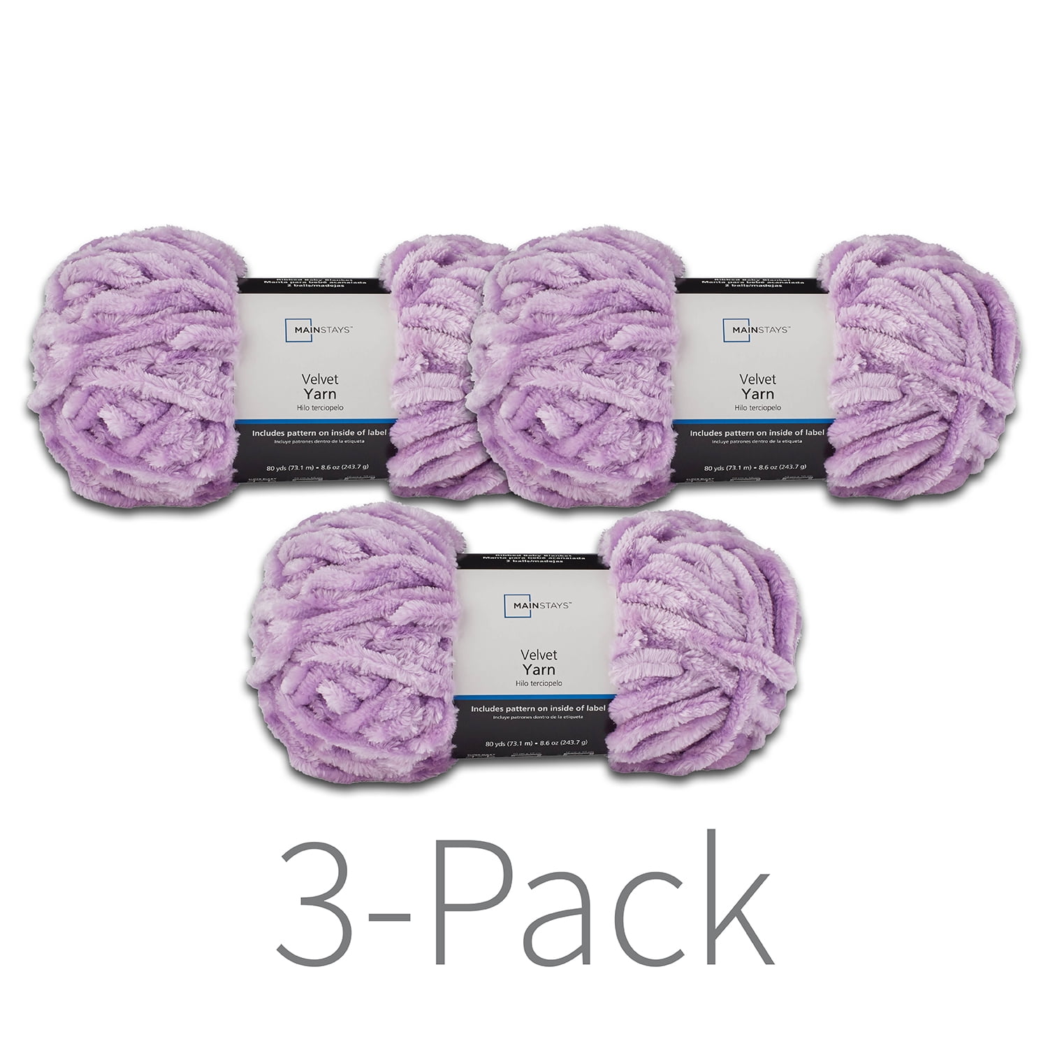 Mainstays Velvet Yarn, 80 yd, Sweet Violet, 100% Polyester, Super Bulky ...