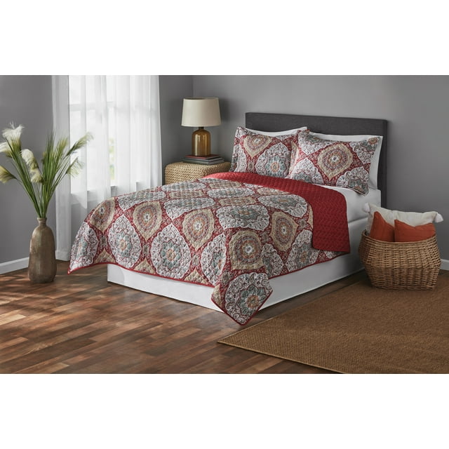 Mainstays Vintage Tapestry Reversible Quilt Set, Full/Queen - Walmart.com