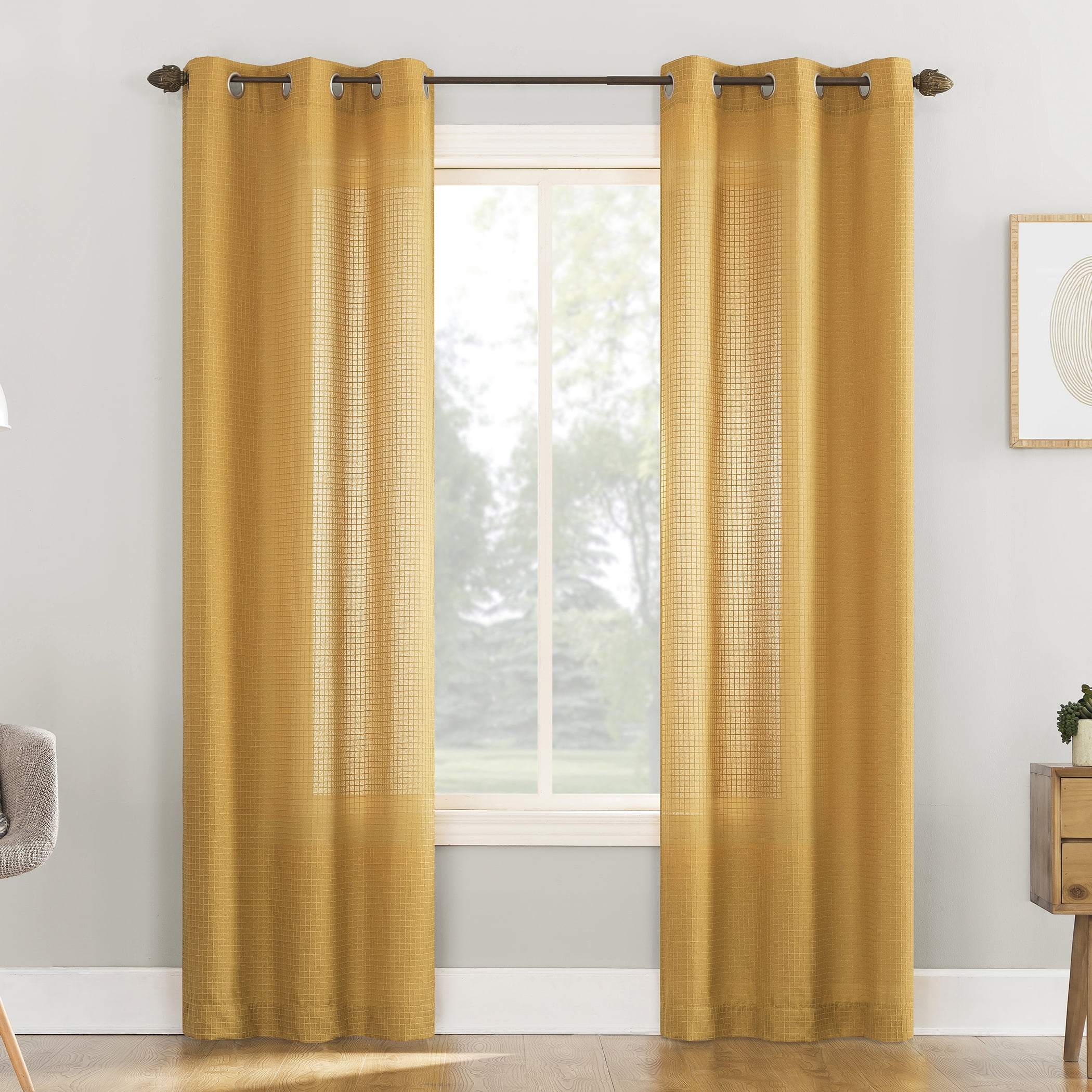 Brandclub - Mainstays Waffle Texture Semi-Sheer Curtain Panel Pair, Set ...
