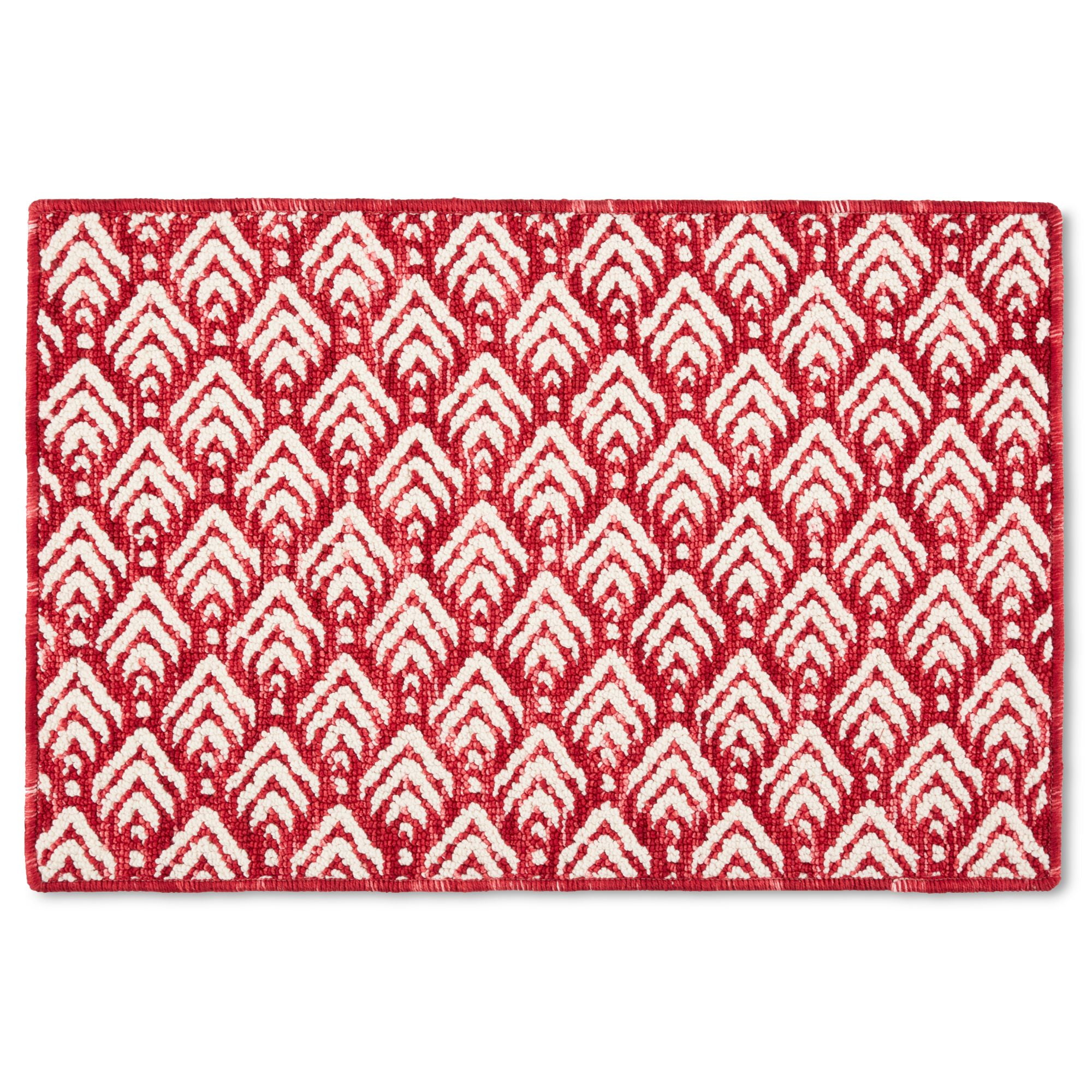 MS - MAINSTAYS Walker Woven Fabric Mat 18x27 Red Decorative Washable ...