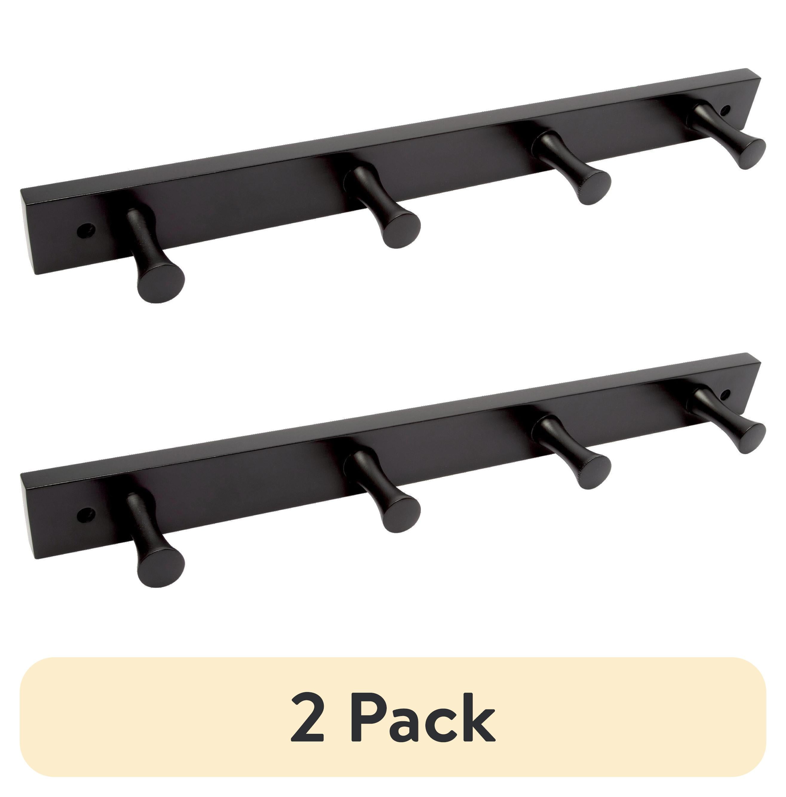 (2 pack) Mainstays Wall Mounted 18 in. Matte Black Wood Hook Rail, 4 ...