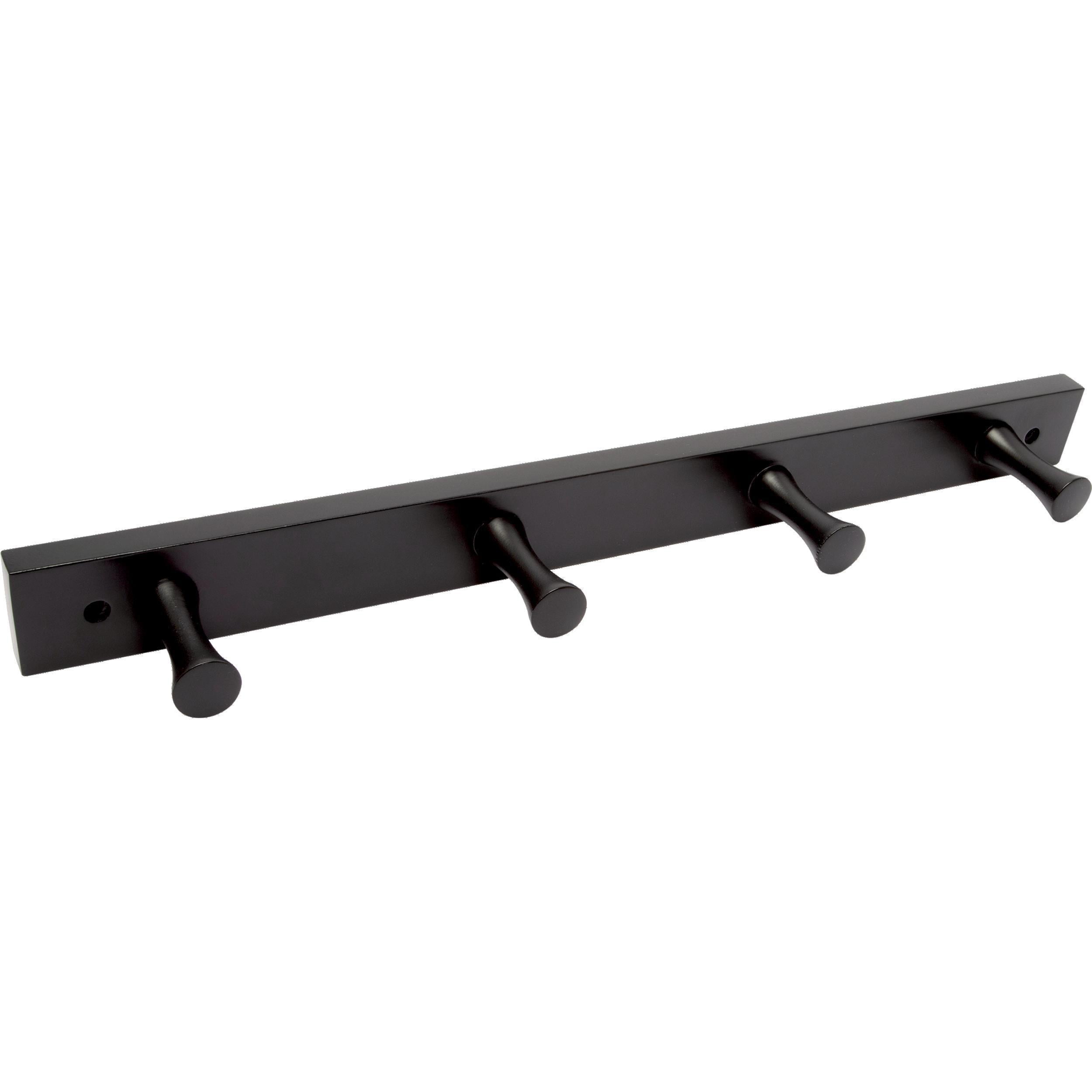 Mainstays Wall Mounted 18 in Matte Black Wood Hook Rail with 4 Hooks ...