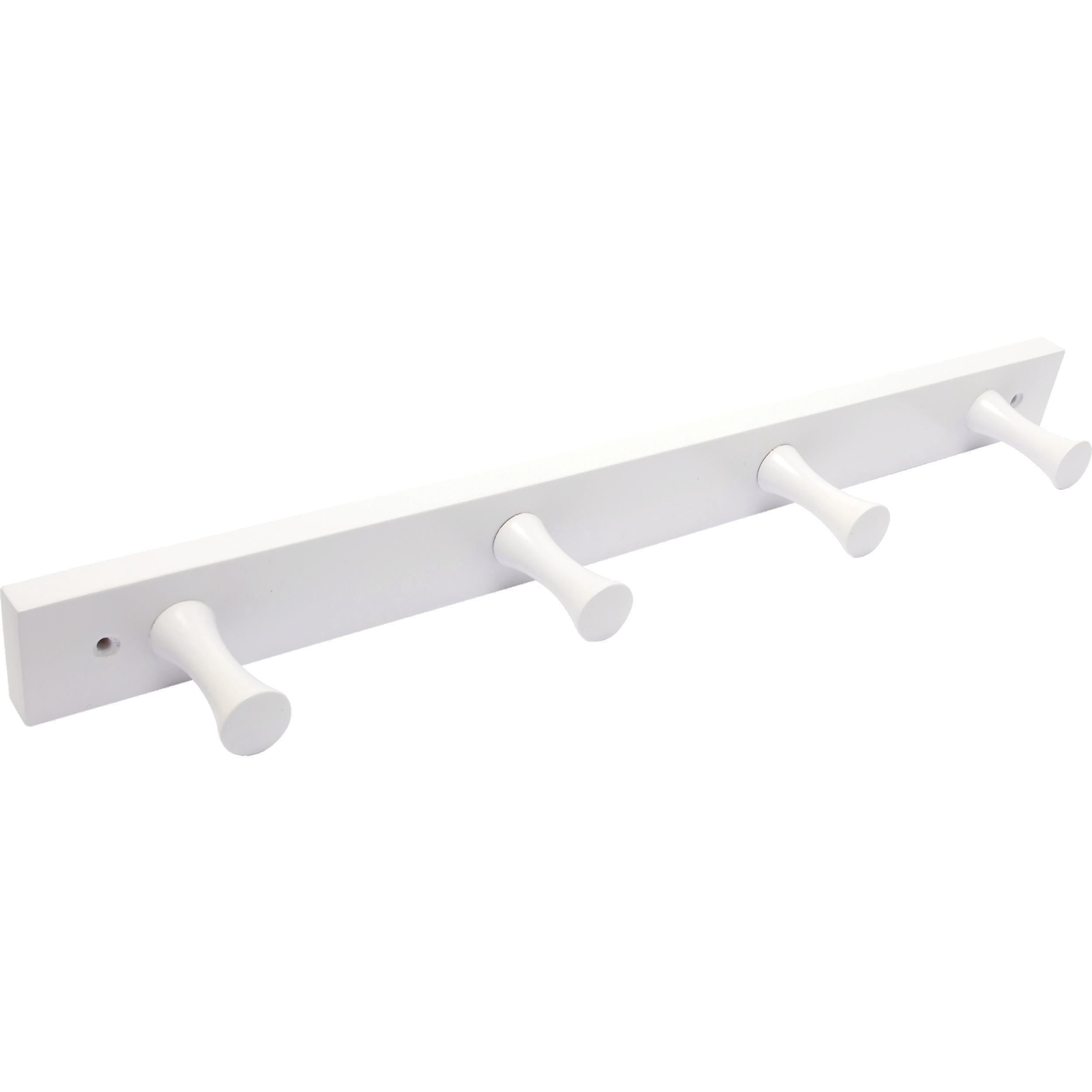 Mainstays Wall Mounted 18 in. Pure White Wood Hook Rail, 4 Hooks ...