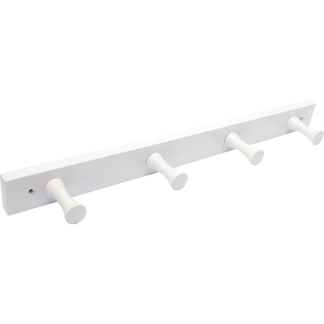 Mainstays Wall Mounted 18 in. Pure White Wood Hook Rail, 4 Hooks ...