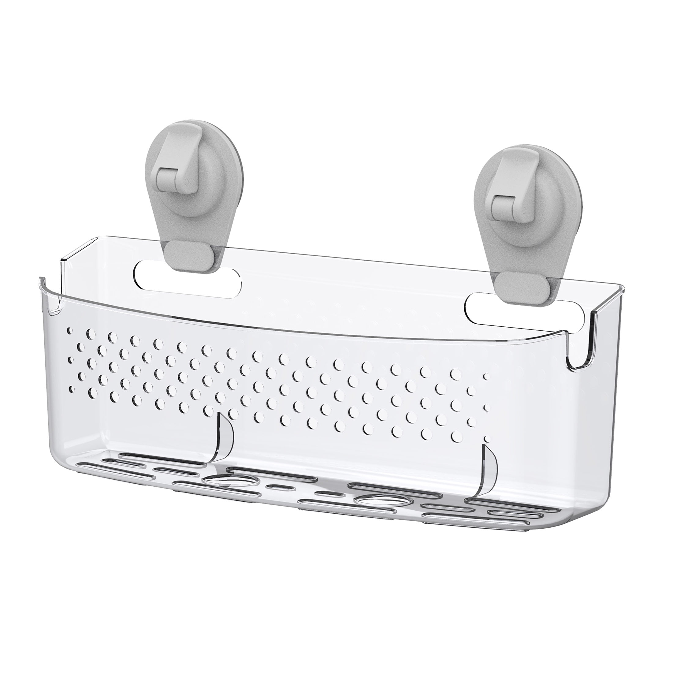 Mainstays Clear Wall-Mounted Extra-Large Suction Bath Basket, Easy to ...