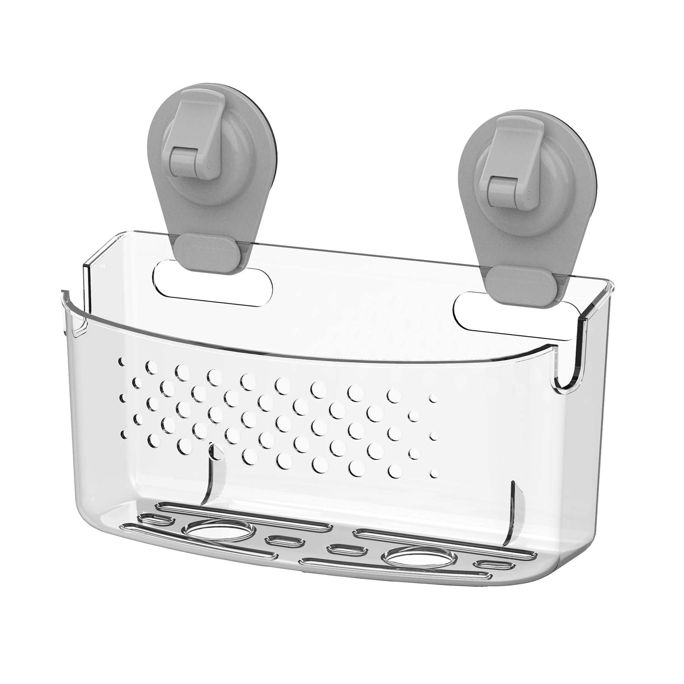 Mainstays Clear Wall-Mounted Suction Bath Basket, Easy to Install, No ...