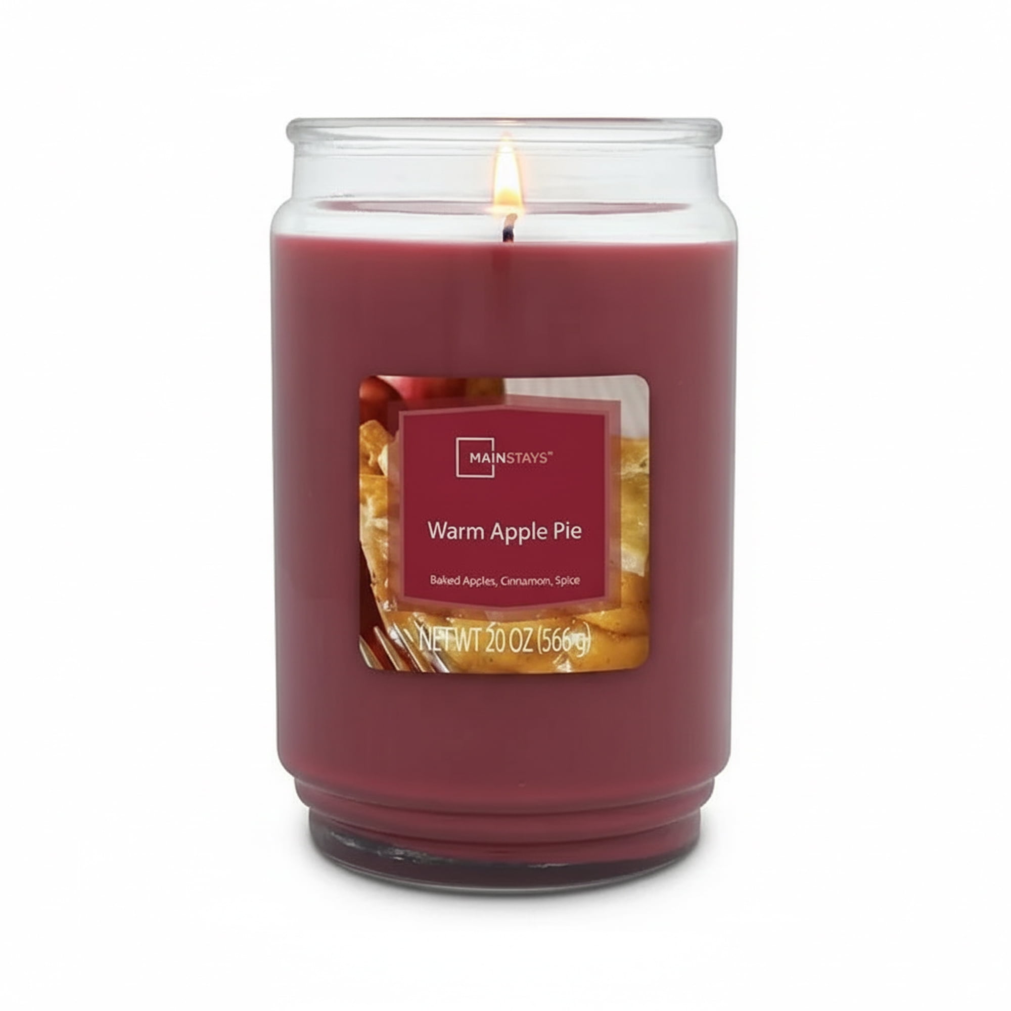 Mainstays Warm Apple Pie Scented 20 oz Large Glass Jar Candle with ...