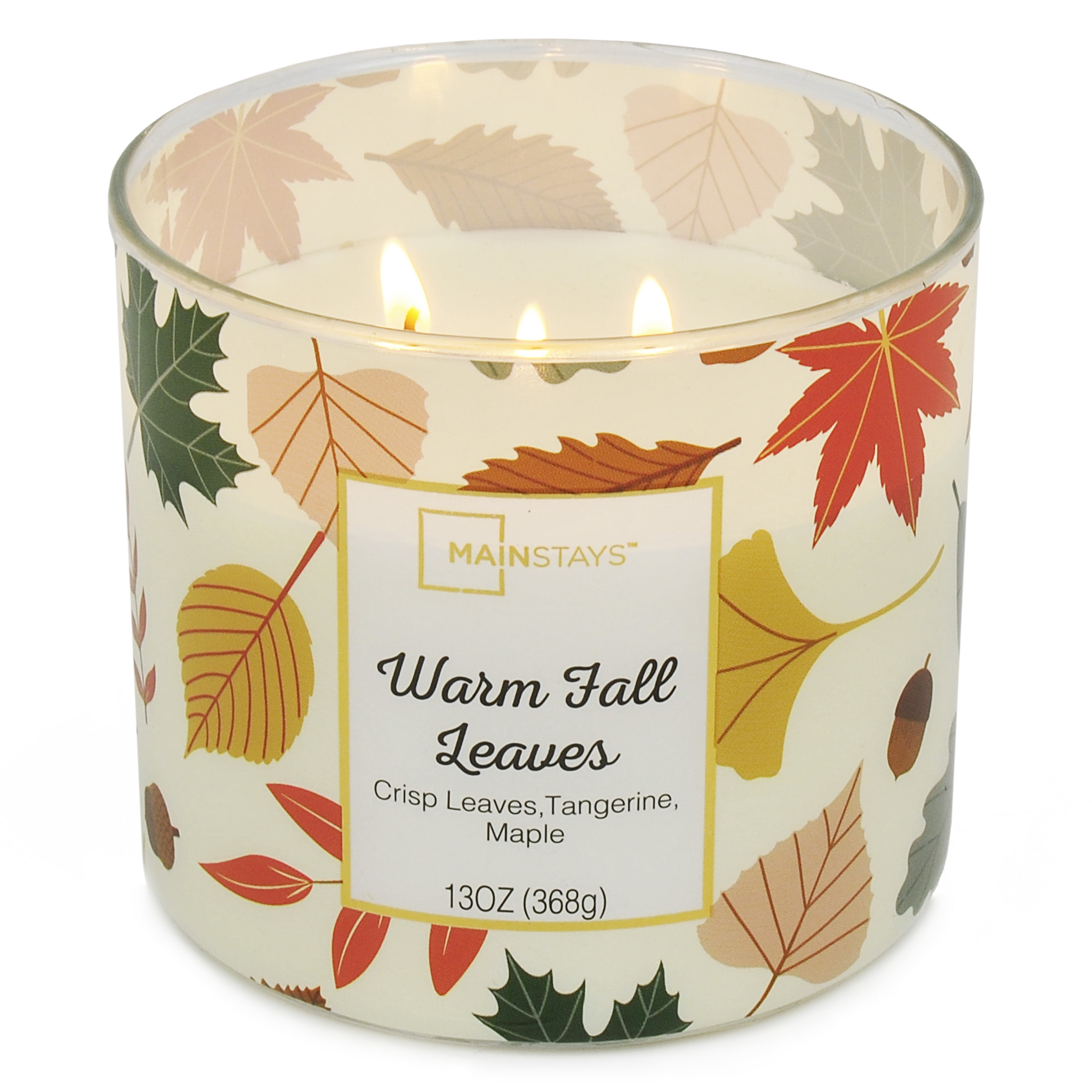 Mainstays Warm Fall Leaves 3 Wick Decorative Candle, 13 oz - Walmart.com