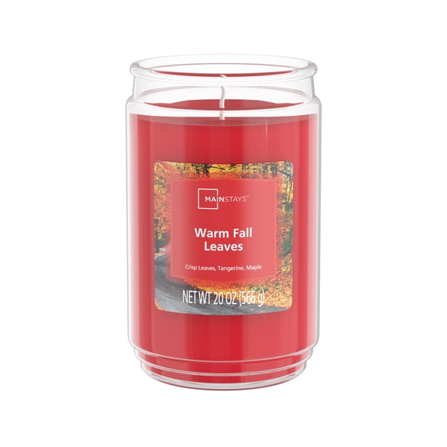 Mainstays Warm Fall Leaves Single-Wick Glass Jar Candle, 20 oz ...