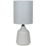 Mainstays White Ribbed Ceramic Table Lamp, 16 inches high with white ...