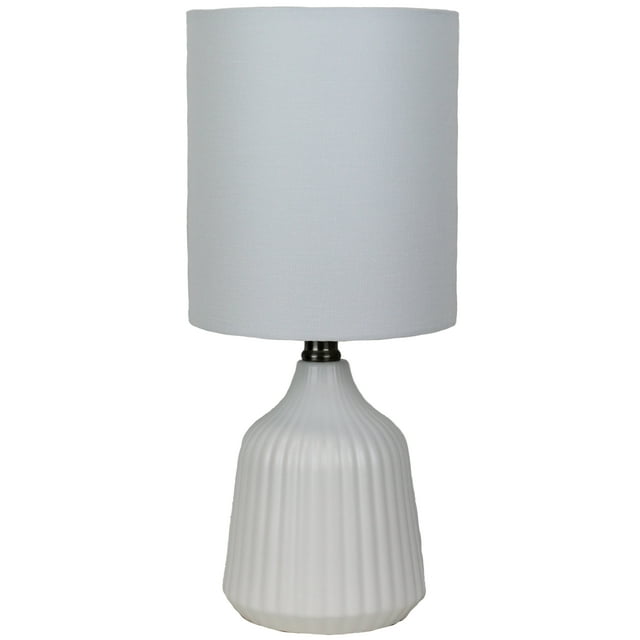 Mainstays Warm White Ribbed Ceramic Table Lamp, 16"H - Walmart.com