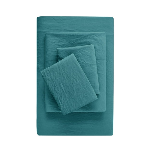 Mainstays Washed Ultra Soft Microfiber Bed Sheet Set, Full, Cool Water ...