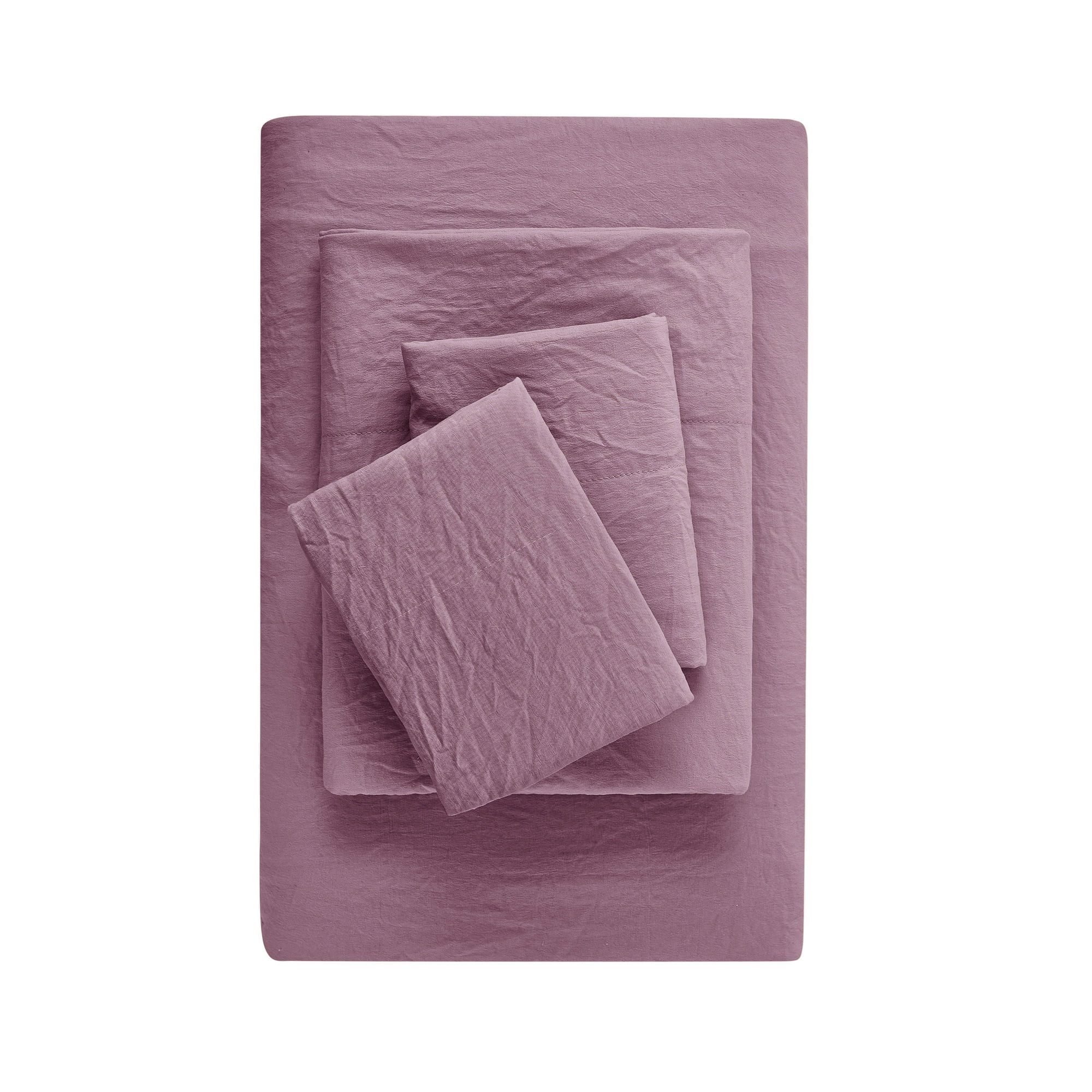 Mainstays Washed Ultra Soft Microfiber Bed Sheet Set, Queen, Lilac ...