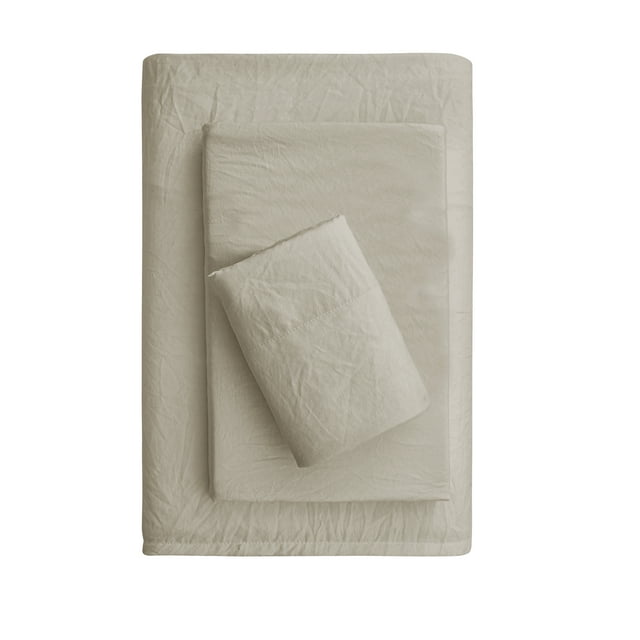 Mainstays Washed Ultra Soft Microfiber Bed Sheet Set, Twin-XL, Papyrus ...