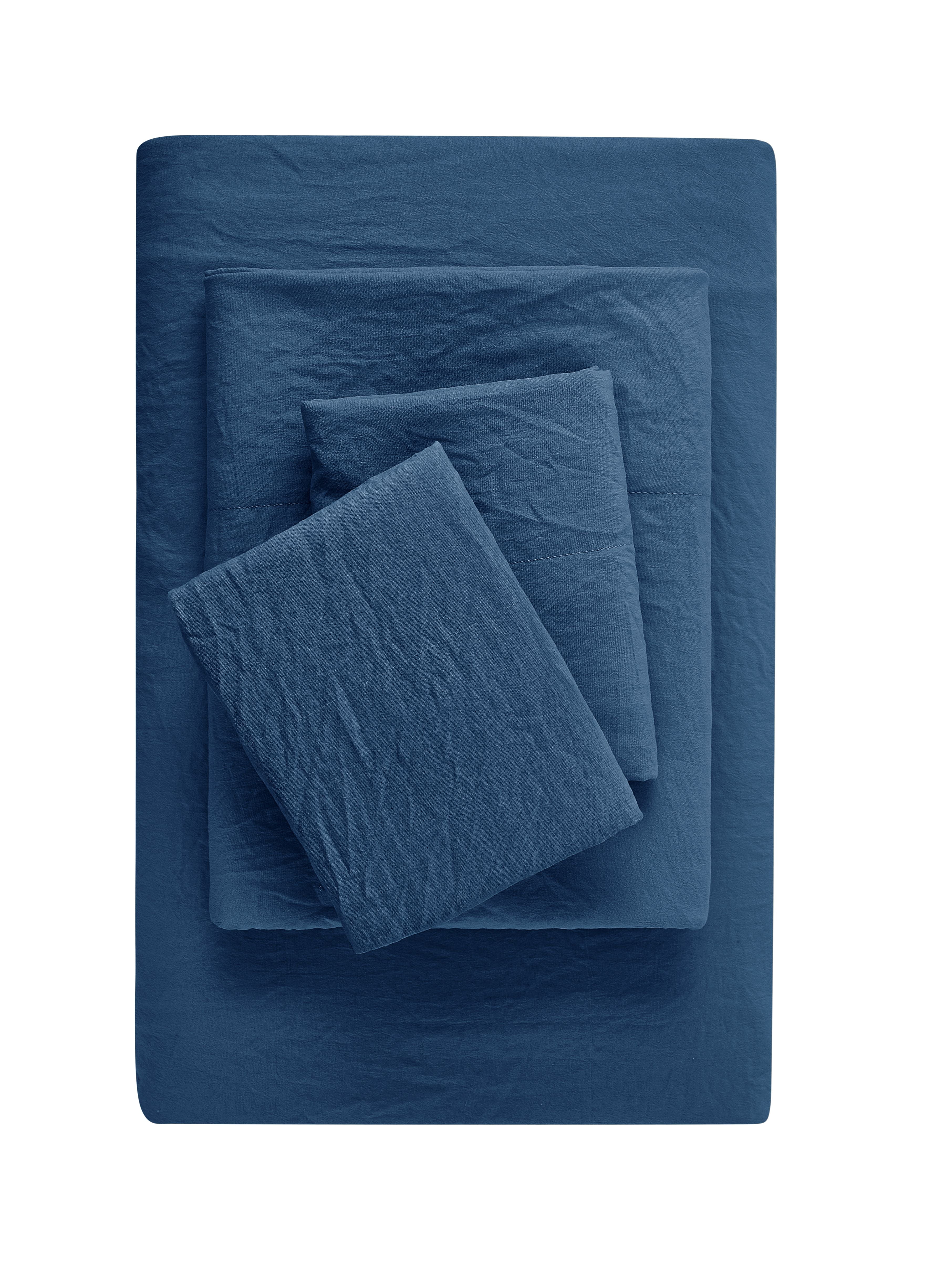 Mainstays Washed Ultra Soft Recycled Microfiber Bed Sheet Set, Queen ...