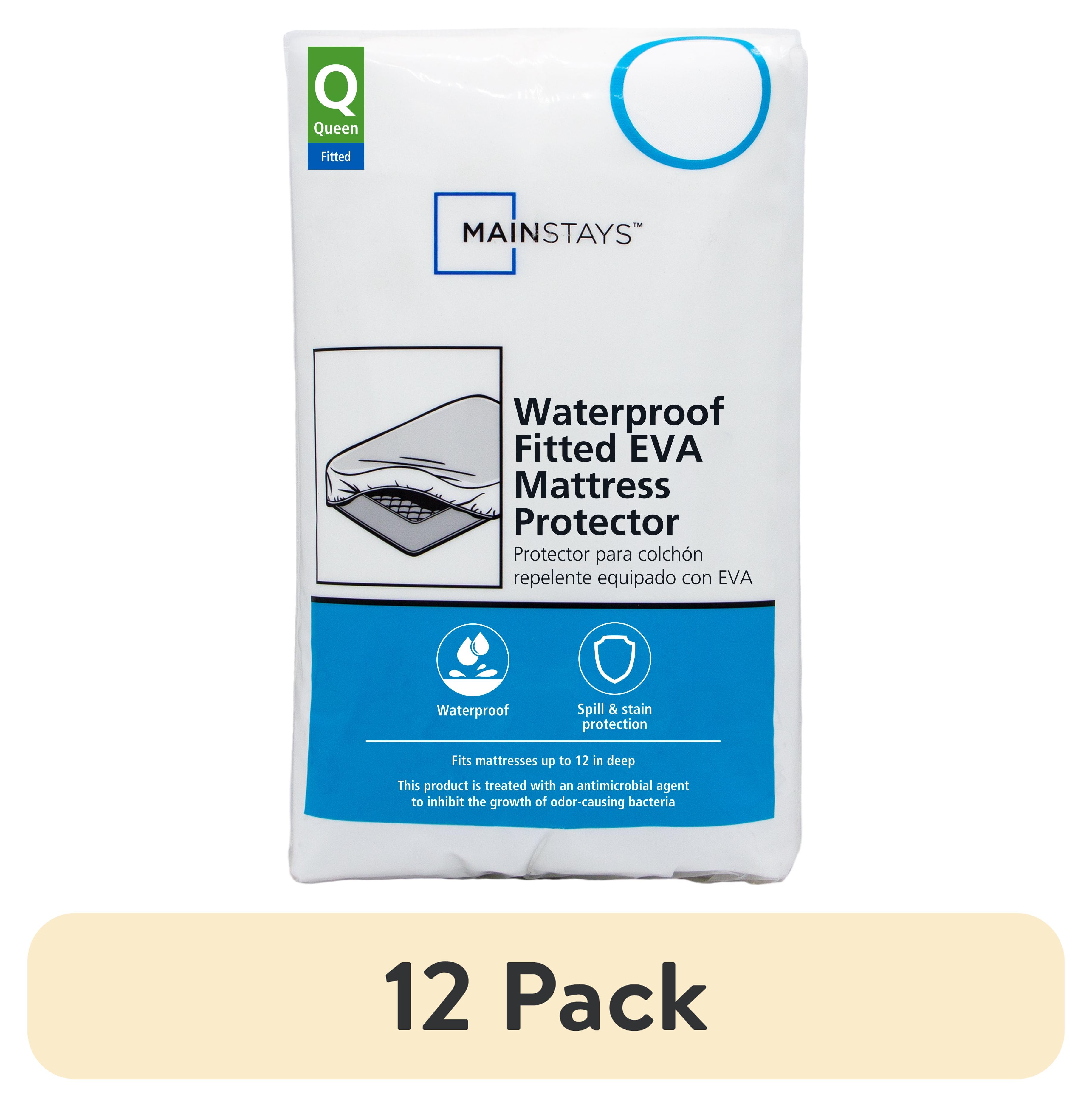 (12 pack) Mainstays Waterproof EVA Fitted Mattress Protector, Queen ...