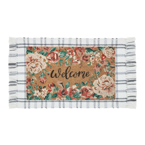 Mainstays Welcome Coir and Plaid Layering Doormat Set, 2 Pieces, 18" x ...