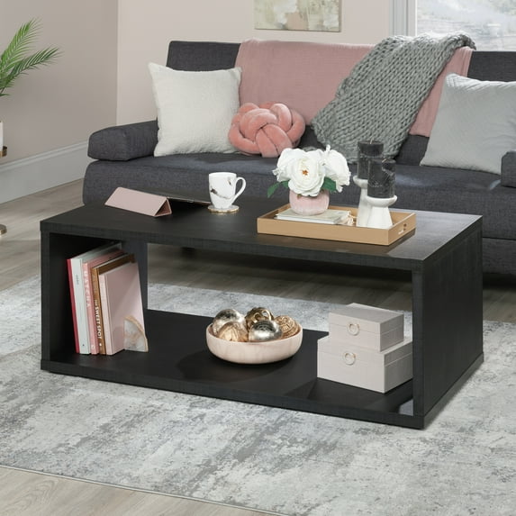 Free Shipping! Mainstays Black Wood Coffee Table with Open Design and ...