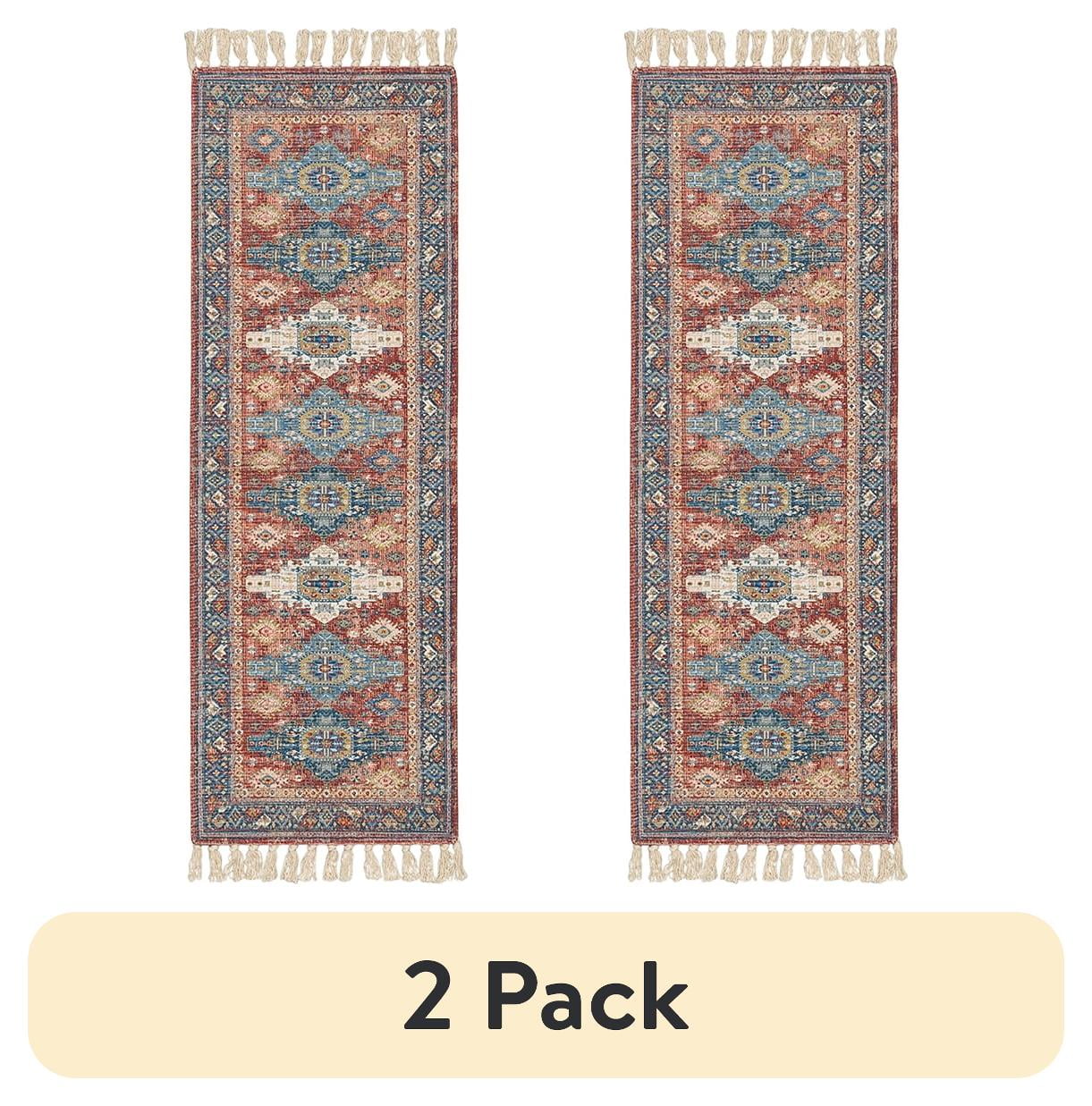 (2 pack) Mainstays Wexford Red Vintage Indoor Runner Rug, Size 20” x 60 ...