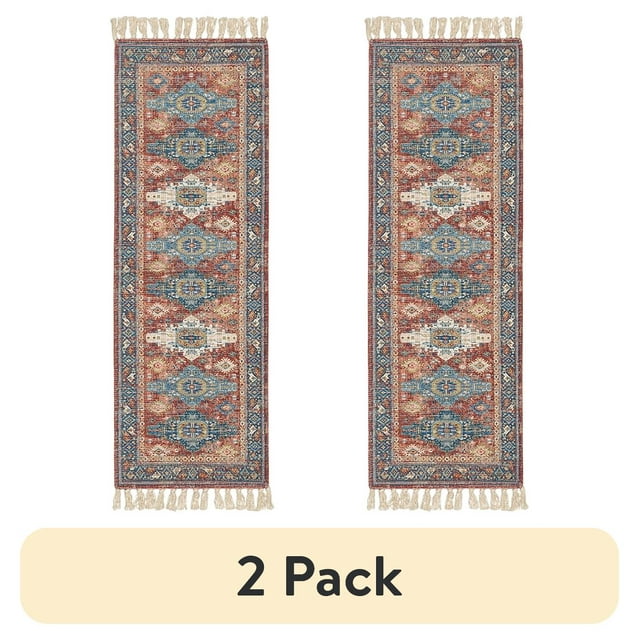 (2 pack) Mainstays Wexford Red Vintage Indoor Runner Rug, Size 20” x 60 ...