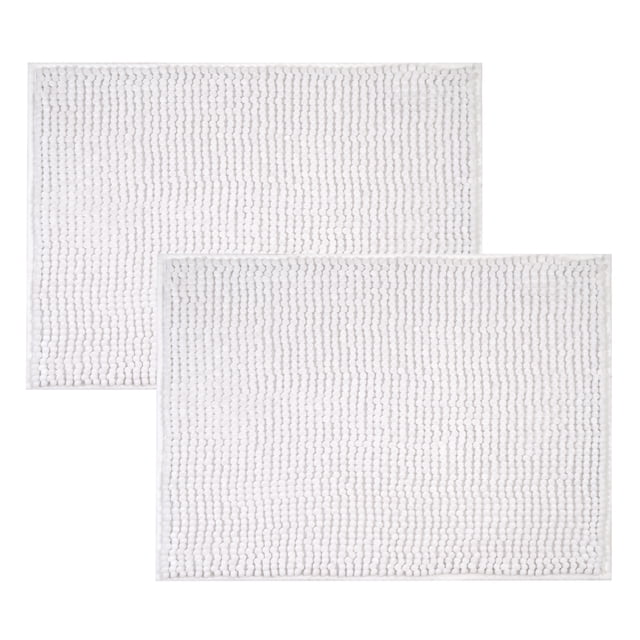 Mainstays White 2-Piece Chenille Noodle 17"x 24" Bath Rug Set - Walmart ...