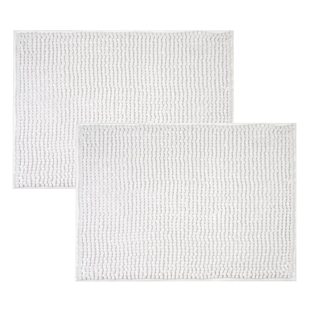 Mainstays White 2-Piece Chenille Noodle Bath Rug Set 17"x24" - Walmart.com