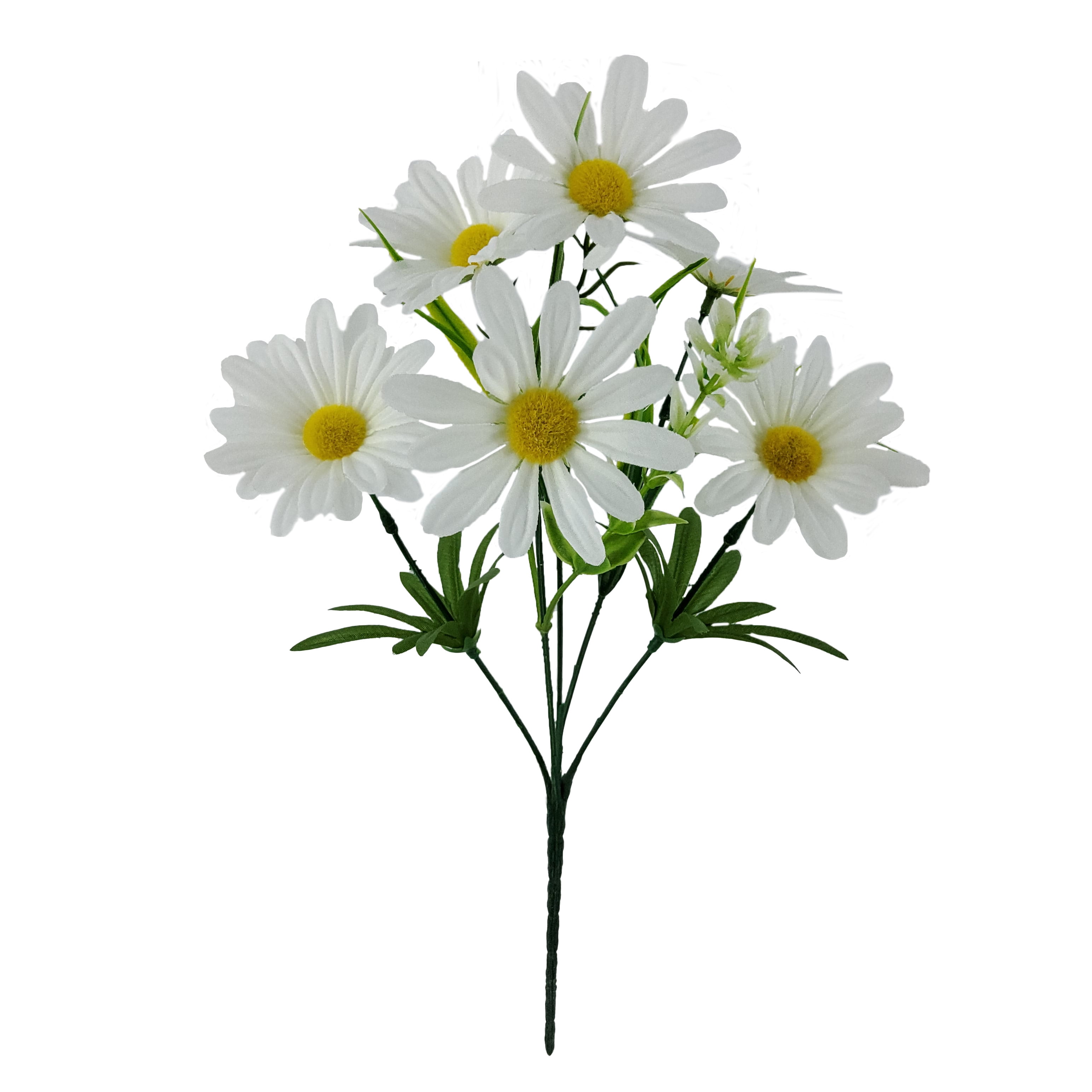 Mainstays 13in Indoor Artificial Daisy Pick with Leaves, White Color ...