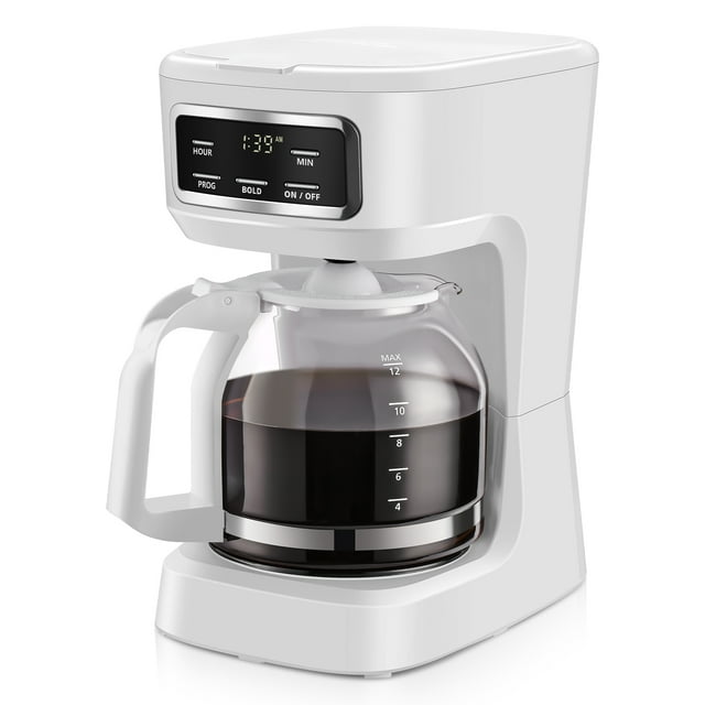 Mainstays Finish 12-Cup Programmable Coffee Maker, White - Walmart ...