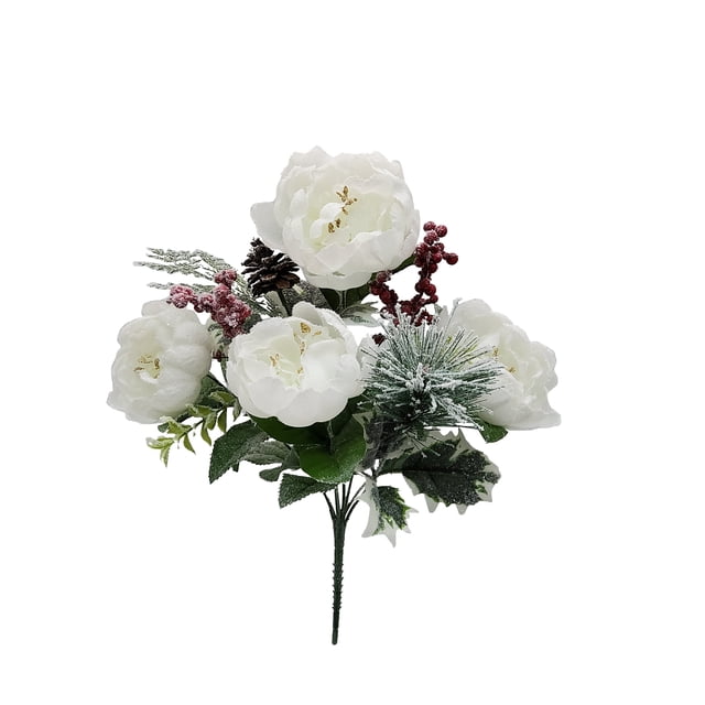 Mainstays White Frosted Peony Mix Bush - Walmart Business Supplies
