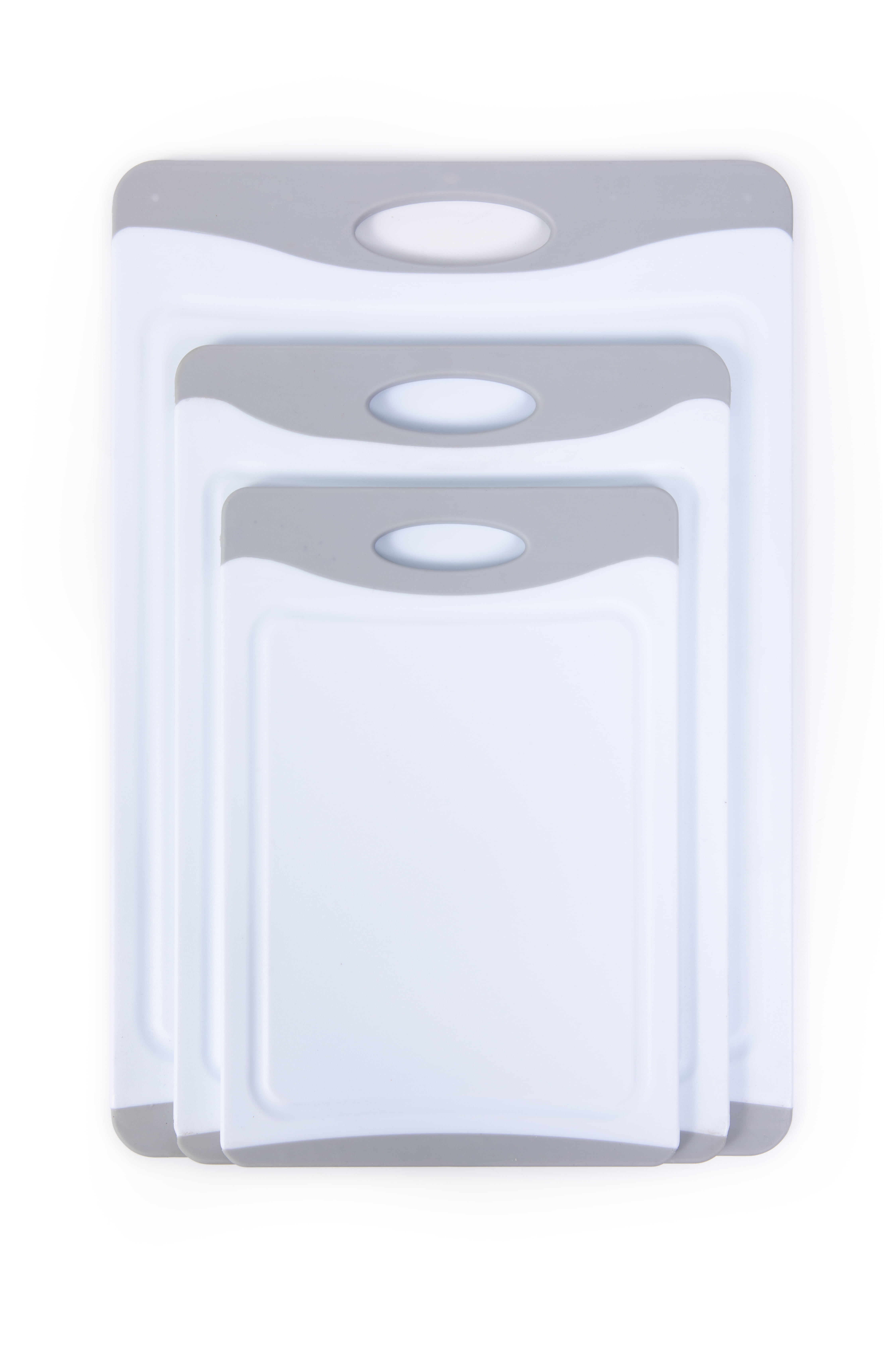 Mainstays White Poly Cutting Board Set with 3 Sizes, Reversible, Juice ...