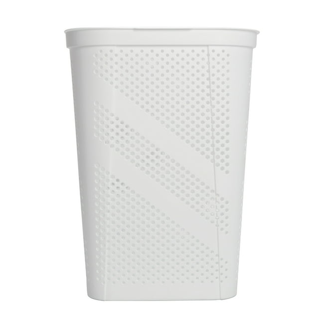 Mainstays 24" Plastic Hinged-Lid Rectangle Laundry Hamper, White, Adult ...