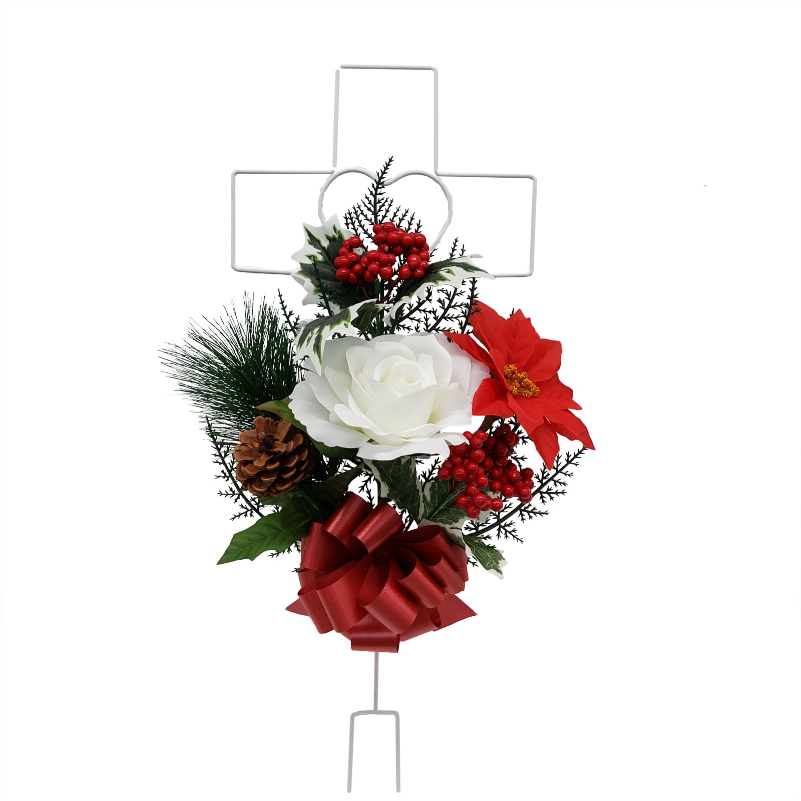 Mainstays White Rose Mix Wire Cross - Walmart.com