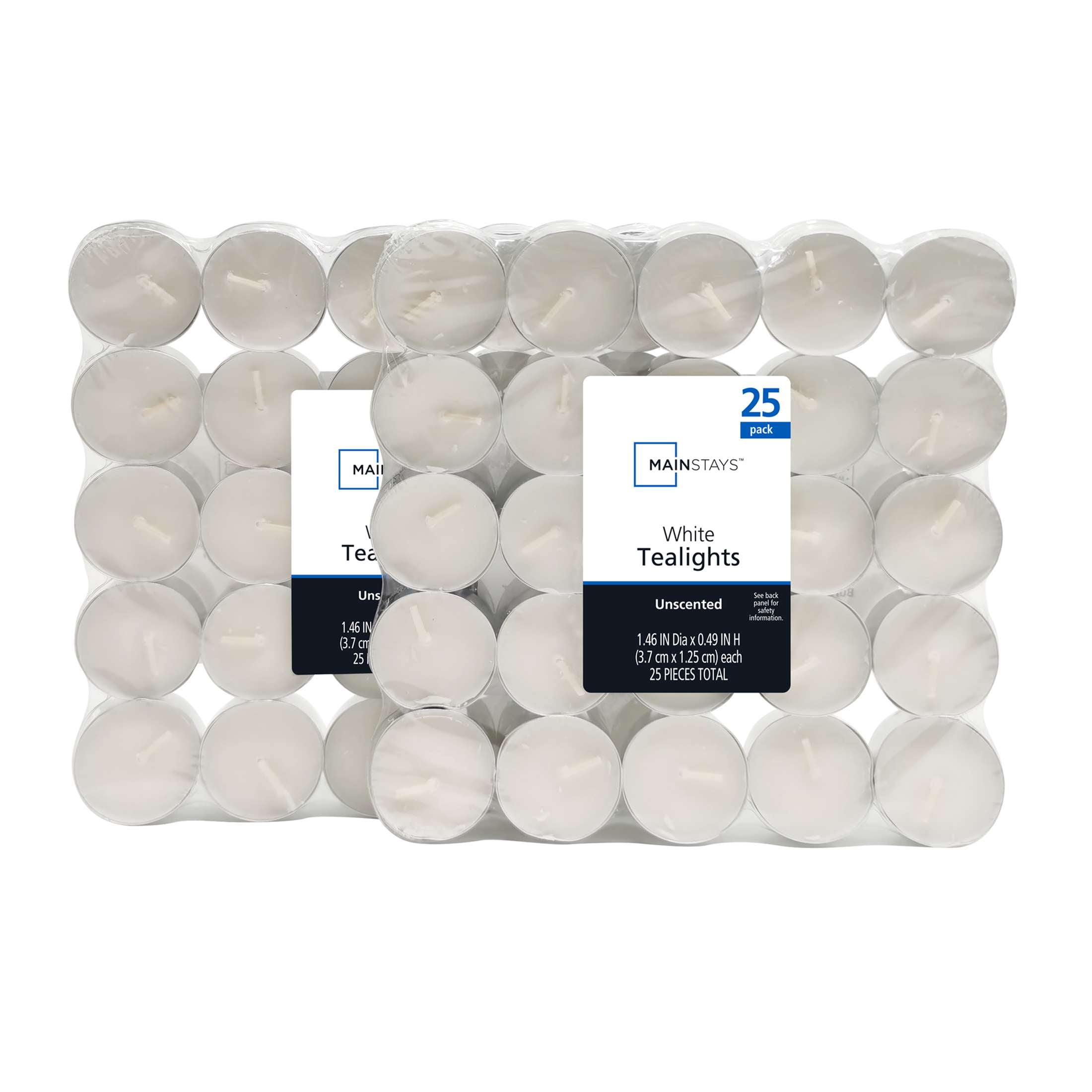 Mainstays White Unscented Indoor Outdoor Tealight Candles 25 Count, 1. ...