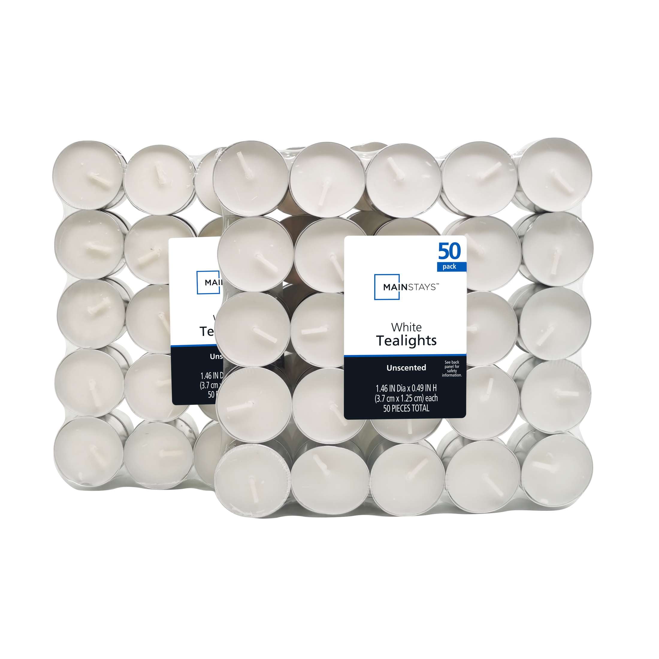 Mainstays White Unscented Indoor Outdoor Tealight Candles 50 Pack, 1.46 ...