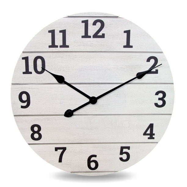 Mainstays Whitewashed Wood Plank 20" Analog Wall Clock - Walmart ...
